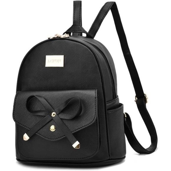 Bags | Cute Mini Leather Backpack Fashion Black | Poshmark